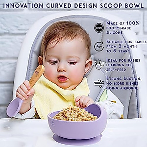 Digi Baby 7 Piece Complete Feeding Set, Led Weaning Supplies, Boy-Girl Silicone Utensils, Toddler Suction Plate-Bowl, Adjustable Bib, Snack Cup with Lid, Water Cup, Fork-Spoon, Eating Purple
