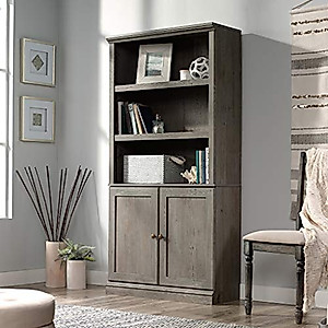 Sauder Bookcase with Doors, L: 35.28" x W: 13.23" x H: 69.76", Mystic Oak finish
