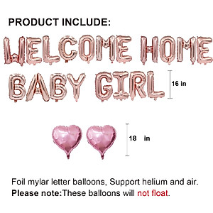 Welcome Home Baby Girl Balloon Banner for Baby Shower Decorations, Baby Gender Reveal Party Supplies (RosGold 16 inch)