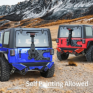 OEDRO Rear Bumper Combo Compatible with 2007-2018 Jeep Wrangler JK & Unlimited JKU (2/4 Doors), Off Road Full Width with Hitch Receiver & D-Rings & Paintable Armor