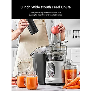 JUILIST Juicer Machines, 1000W Juicer Vegetable and Fruit with 3.2" Wider Mouth Food Chute, Easy to Clean, Large Power（1300W Peak）Juicer Extractor, 4S Fast Juicing & 2 Speeds Setting, Silver