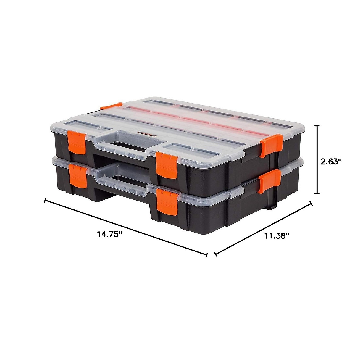 HDX 320034 Interlocking Black Small Parts Organizer for Fasteners and Crafts w/ Removable Dividers (2 Pack)