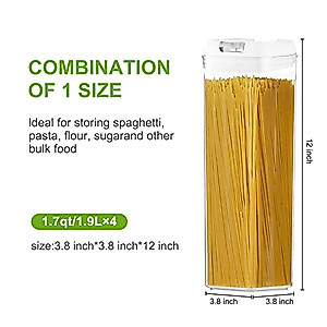 4 PCS Airtight Food Storage Containers Set with Easy Lock Lids, Plastic Storage Containers for Kitchen Pantry Organization and Storage,Cereal and Sugar, Dry Food Canisters for Flour