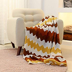 FY FIBER HOUSE Luxury Knitted Throw Blanket for Couch with Decorative Wave Multi Color,51 by 67-Inch