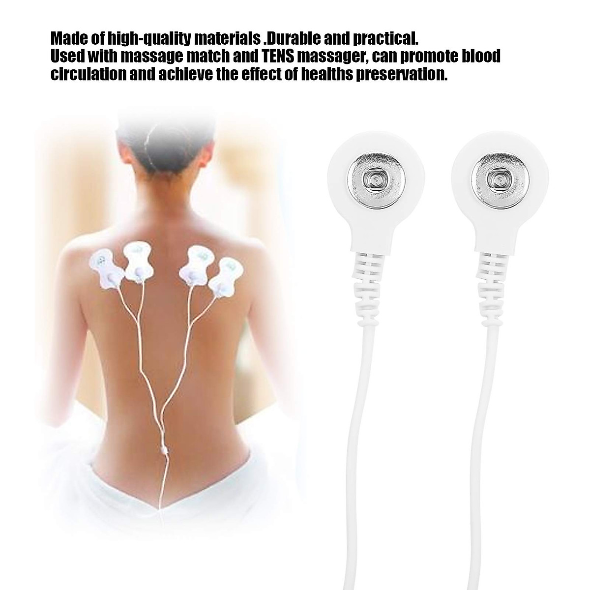 Sonew 10pcs DC 2.5mm 4 Button Electrode Wire Cable, Compatible Wires for Digital TENS Massage Machine