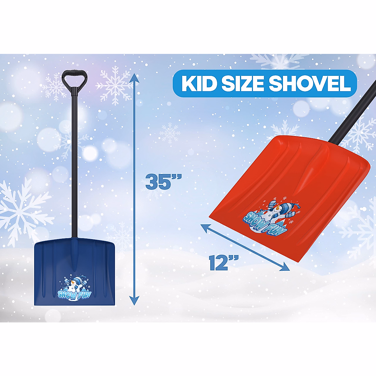 Kids Snow Shovel 36" Tall (2 Pack) - Kids Shovel, Winter Shovel, Snow Shovels for Snow Removal, Winter Toys Gifts for Kids Boys Girls