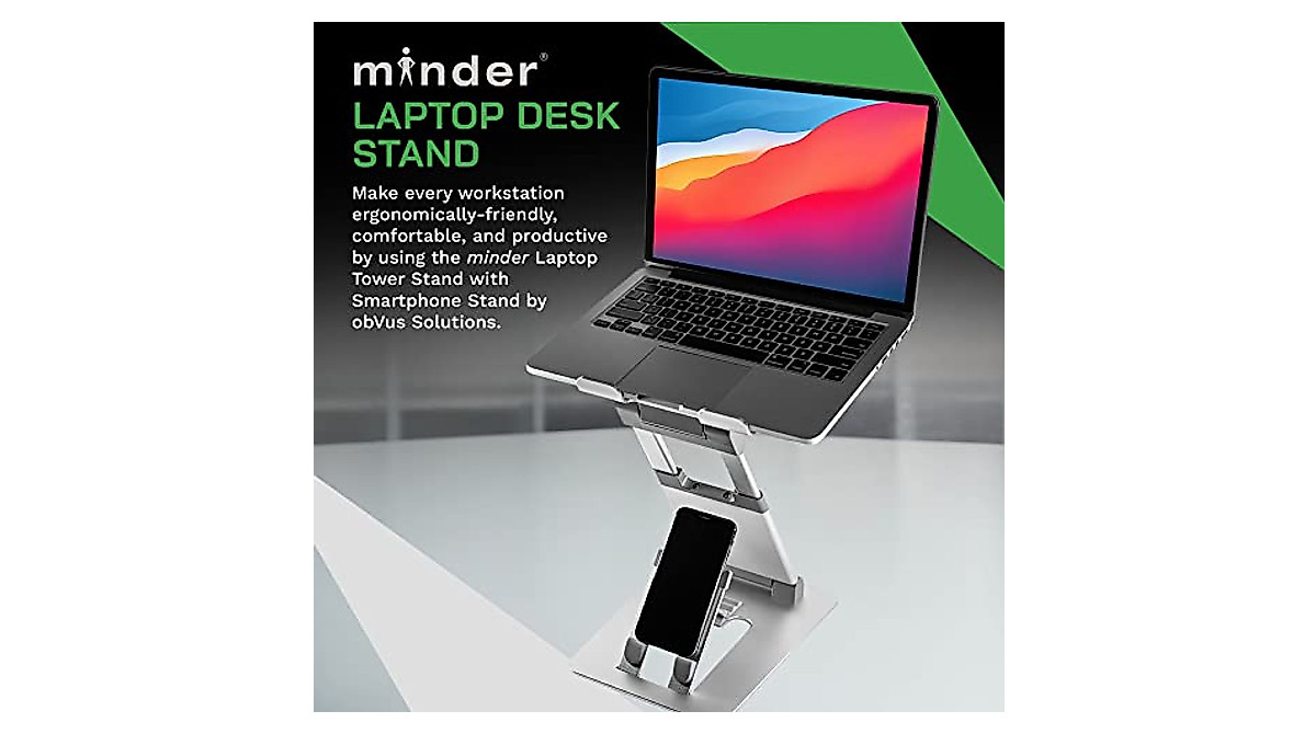 Best Ergonomic Laptop Stand - obVus minder 2.0 w/ Phone Holder
