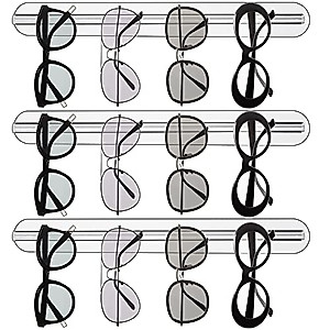 Flutesan 3 Pieces Sunglasses Storage Organizer Acrylic Wall Mounted Eyeglasses Holder Eyewear Display Rack Sunglasses Holder Display Stand Hanging Rack for Entryway Living Room Bedroom (Clear)