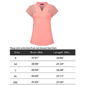 Moydan Golf Clothes for Women,Tennis Polo Shirts Athletic Moisture Wicking Running Short Sleeve Sport T Shirts V Neck Summer Casual Clothes Orange M