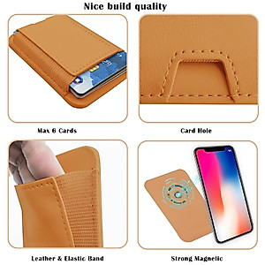 Rxuiael Stretchy Magsafe Wallet for iPhone 12 & 13 & 14 & 15 Series Magnetic Wallet Card Holder Apple Wallet for Women Men,Fit 6 Cards (Yellow)