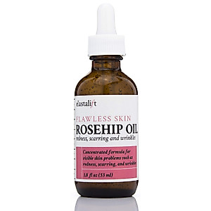 Elastalift Rosehip Oil for face with Vitamin C and Cucumber. Pure Rosehip face oil helps with Wrinkles, Scarring, and Redness for a brighter skin complexion. 1.8 Fl Oz