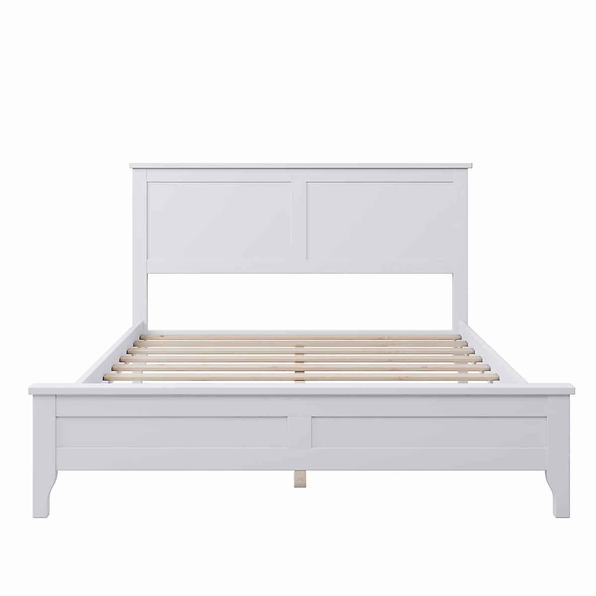 MERITLINE Full Size Platform Bed Frame with Headboard/Solid Wood Foundation with Wood Slat Support/No Box Spring Needed/Easy Assembly/Rustic Pine (Full, White)