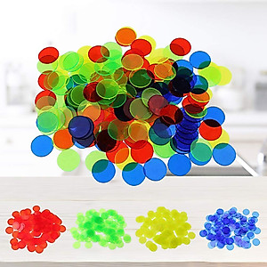 Toyvian Transparent Colorful Clear Bingo Counting Chip Plastic Markers, Plastic Bingo Chips, Transparent Color Mixture Counting Chips, for Carnival Bingo Games, Bingo Hall 200 Pieces (Random Color)