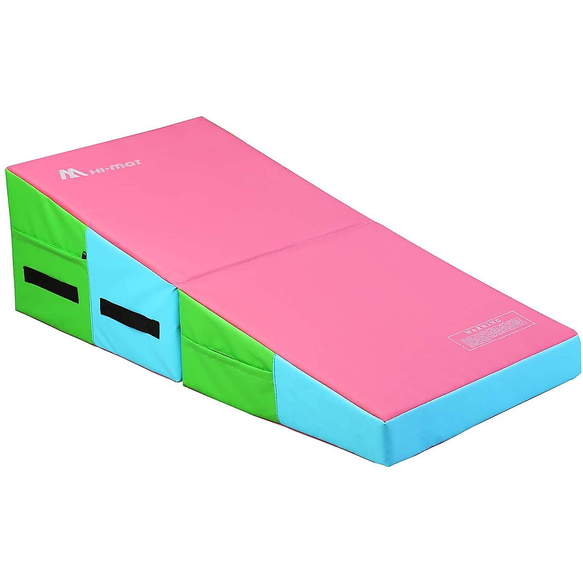 M HI-Mat Gymnastics Mat Cheese Wedge Mat Home Gymnastics Mat, Multi-size Skill Shape Rolling mat Home Sports Cheese Mat (pink&blue&green)
