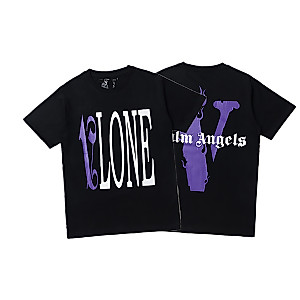 Big V Letter Shirts Men's Graphic Print T Shirt Hip Hop Short Sleeve Cotton Crew Neck Tee Tops for Men Women Small