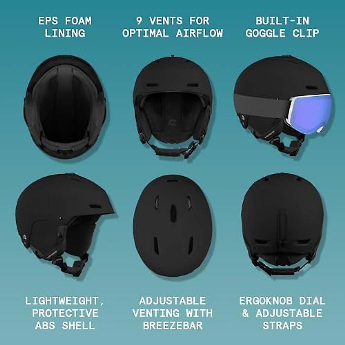 Retrospec Zephyr Ski Helmet - Snowboard Helmet for Adults & Youth- Adjustable Fit Snow Helmet with Protective Shell, and Breathable Vents for Men, Women, Boys and Girls