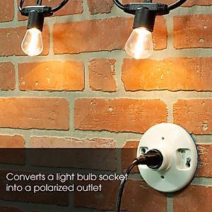 General Electric, 2 Pack, Black, Power Gear Polarized Handy Plug, Convert Light Bulb Socket to Outlet Adapter, 2-Prong, Easy to Install, UL Listed, 54276, 2 Count