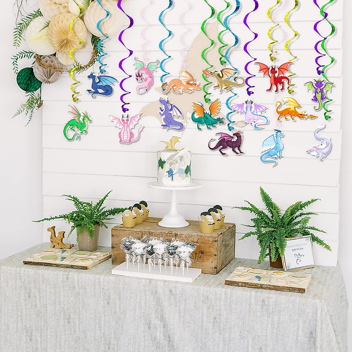 Dragon Hanging Swirls Decorations 30Pack Magical Party Supplies Decorations Ceiling Decorations for kids Boys Children’s Party Decor