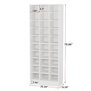Tribesigns 10-Tier Shoe Storage Cabinet, White Wooden Shoe Rack with 30 Cubbies, Freestanding Tall Entryway Shoe Organizer for Closet, Entryway, Living Room