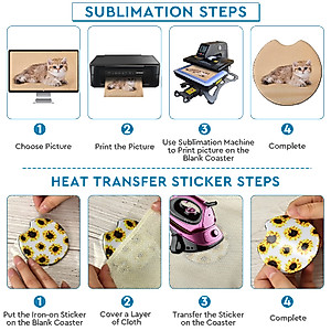 40PCS Sublimation Blanks Car Coasters,Sublimation Coasters Blanks 2.75 Inch/5mm Thicker Circular for Thermal Sublimation DIY Crafts Painting Heat Transfer Car Cup Coasters