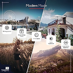 Paper Shoot Camera - 18MP Compact Digital Papershoot Camera Gift for Kid with Four Filters, 10 Sec Video & Timelapse - Includes: 32GB SD Card, 2 Batteries & Camera Case - Red Hand Drawn