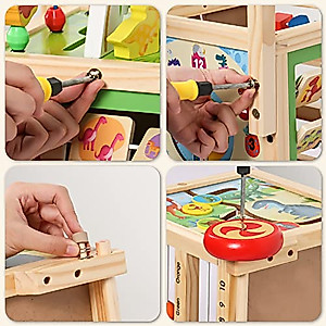 Baby Walker Toys for 1 Year Old Boy Girl Montessori Toys for 1 2 3 Year Old 6 in 1 Baby Activity and Activity Center Wooden Toys Walker with Wheels Activity Cube Table Infant Baby Toys 12-18 Months