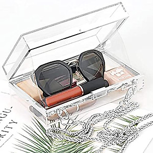 BUBYVV Women Clear Purse, Acrylic Evening Clutch Bag, Women Clear Purse Bag,Transparent Crossbody Shoulder Handle Handbag (silver)