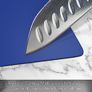 Cut N’ Funnel Blue Caraco 2 Pack Thick Multicolor Plastic Cutting Board Mats Made in the USA BPA & PVC Free Plastic
