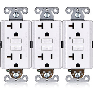 GFCI Outlet 20 Amp [3-Pack], Non-Tamper-Resistant GFI Duplex Receptacles with LED Indicator, Self-Test Ground Fault Circuit Interrupter, ETL Listed, White, 3 Piece