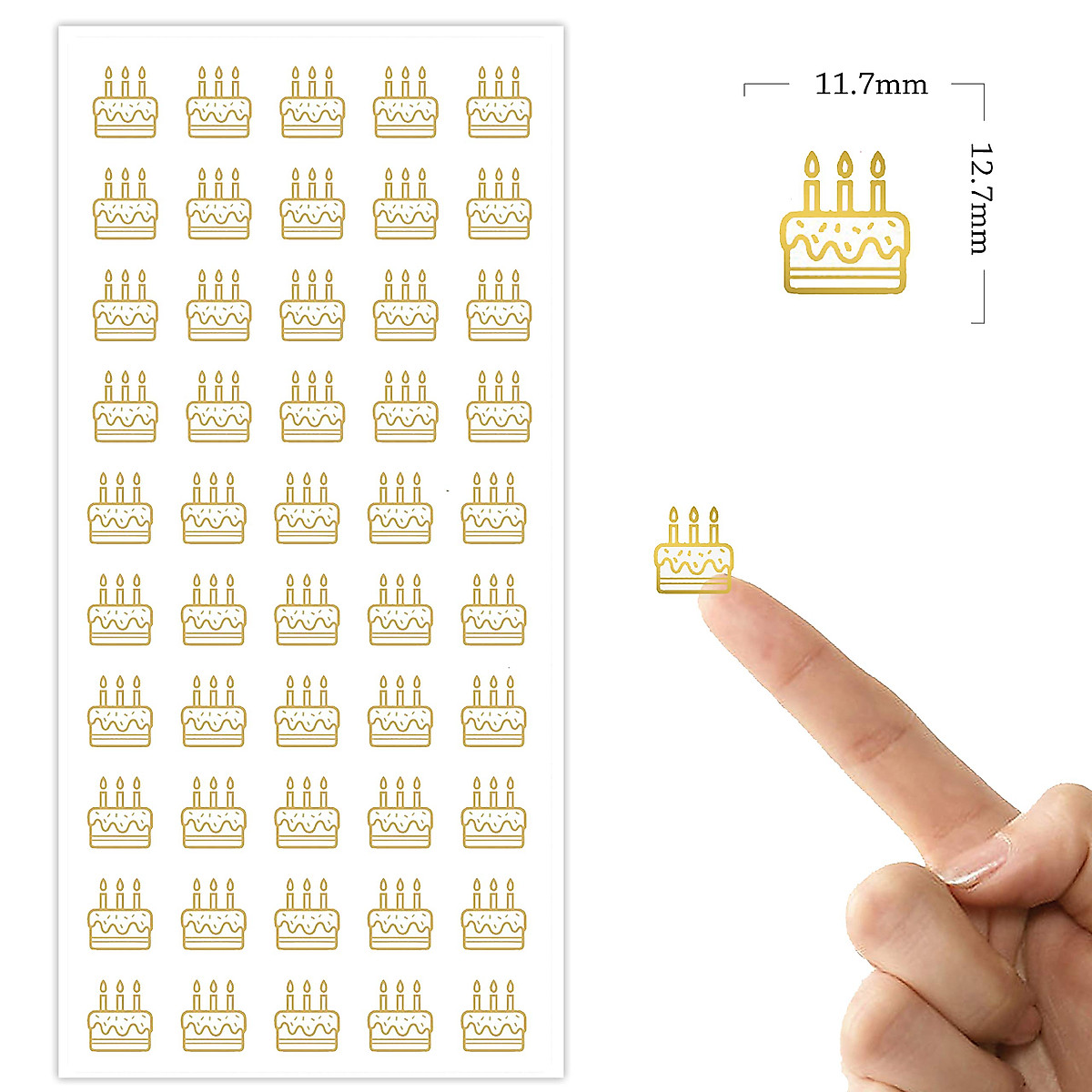 ARK Creation 50 Wedding Meal Stickers for Place Cards - Place Card Menu Choices - Wedding Meal Choice Stickers (Gold, Birthday Cake)