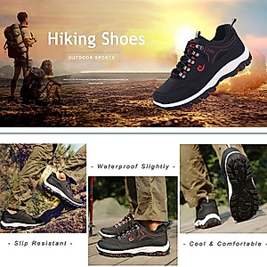AIRAVATA Low Top Hiking Shoes for Men's Outdoor Lightweight Lace-up Ankle Boots Anti Slip Sneakers Waterproof Trekking Trails Walking Work Shoes, Black Size 13 US