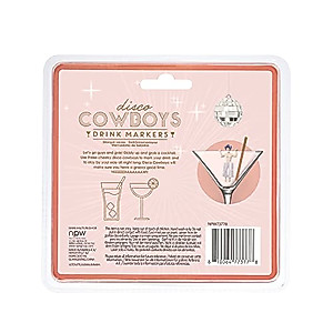 NPW Drinking Buddies Disco Cowboys Drink Markers, Wine Glass Charms, Bachelorette Party, Girls' Nights, Cowboy Theme & More, Novelty Gifts, 4 Count