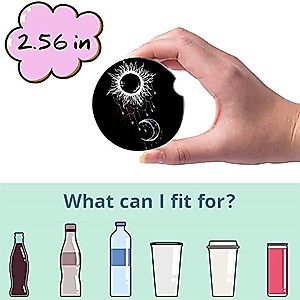 Car Coasters 4 Pack Car Cup Holder Coaster 2.56" Drink Coasters Ceramic Stone Cork Base Set (Sun and Moon)