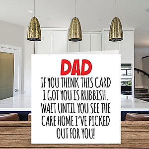 Stuff4 Funny Happy Birthday Cards for Dad - Care Home - Joke Birthday Card for Dad from Son Daughter, Birthday Gifts, 5.7 x 5.7 Inch Humor Father's Day Greeting Cards Gift for Daddy Papa