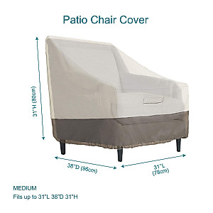 PHI VILLA Patio Chair Covers Set of 2, Outdoor Furniture Cover Waterproof & Heavy Duty Deep Seating Lounge Chair Cover for Deck Lawn Garden, Medium, W31 x D38 x H31