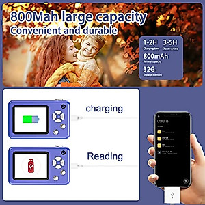 Kids Digital Camera, FHD 1080P Digital Camera for Kids with 32GB SD Card 8X Zoom Compact Point and Shoot Digital Camera, Portable Mini Kids Camera for Teens Students Boys Girls Tweens (Deep Blue)