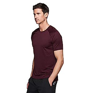 RBX Active Men's Quick Dry Short Sleeve Performance Gym Running Tee Box Grid Wine L