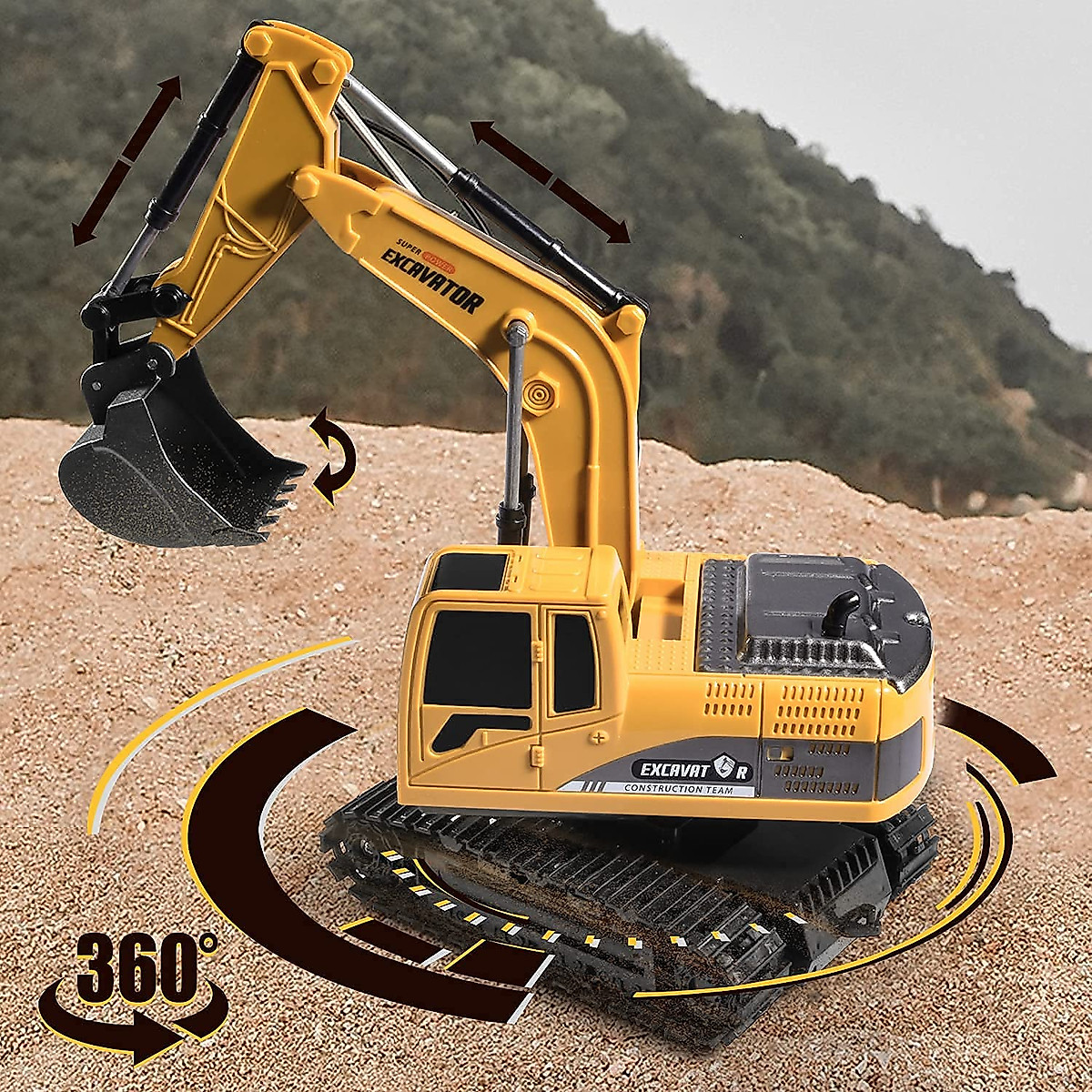 Construction Excavator Toy - Kids Toy Engineering Digger Truck, Remote Control Rechargable Hydraulic Car,Educational Birthday Gifts Kids for 3 4 5 6 7 8 9 Year Old Boys Girls.