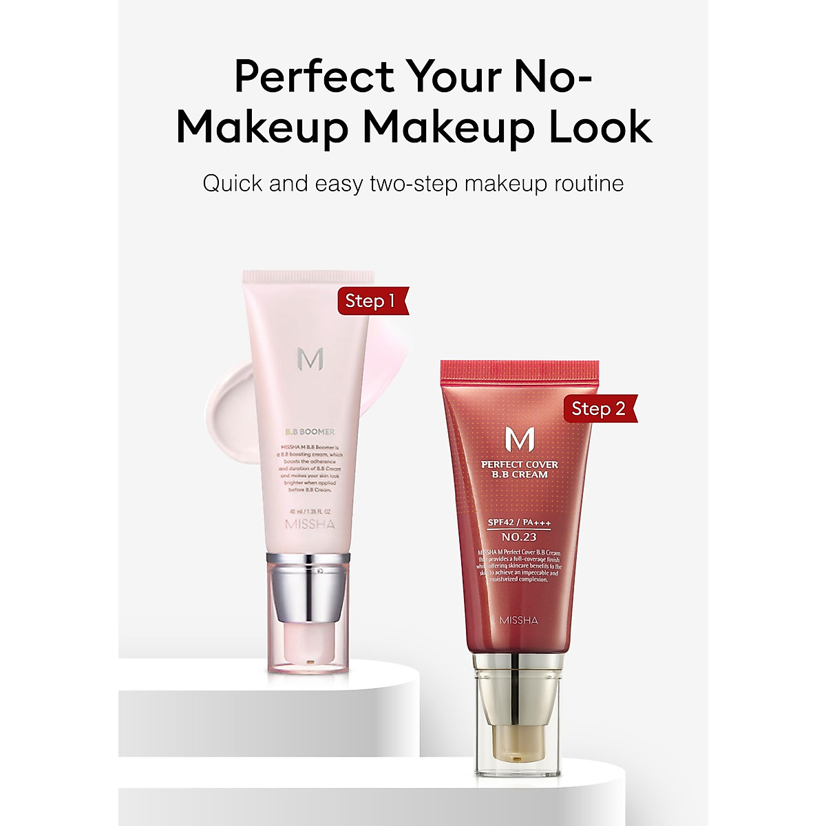MISSHA BB ESSENTIALS KIT M PERFECT COVER BB CREAM No.23 Natural Beige/SPF 42 PA+++ 1.69 oz & M BB Boomer 1.35 oz -Lightweight, Multi-Function, High Coverage