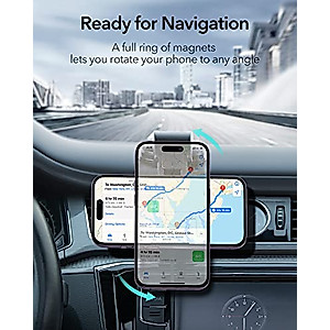 ESR Dashboard Magnetic Wireless Car Charger (HaloLock), Compatible with MagSafe Car Charger, Fast Charging, Dashboard Car Phone Holder Mount for iPhone 14/13/12 Series, Car Accessories, Black