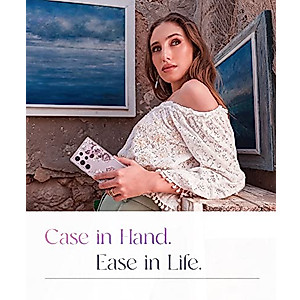 GUOVLIN for Samsung Galaxy S23 Ultra Case 6.8", [Camera Lens Protector] Flower Shockproof Hard Back & Soft Edge Clear Floral Women Protective Slim Bumper Phone Cover, 2023 (Alluring Purple)