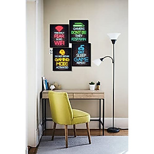 MINI ZOZI Gaming Wall Decor 8x10 6pcs Set For Boys Room Decor Gamer Bedroom Decorations Video Game Poster Neon Art Posters Cool Sign Gifts Boy & Girl Teens Teenager Kids Gameroom Videogame Setup Stuff Pictures Games Portrait Unframed Teen Boyfriend Gift