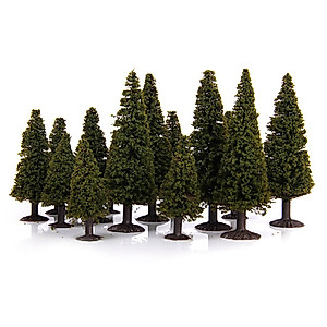 15pcs Green Scenery Landscape Model Cedar Trees with Box