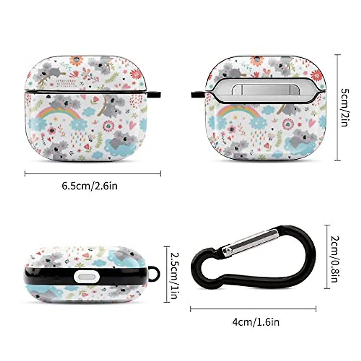 Cute Koala and Colorful Rainbow AirPods 3 Case Cover Gifts with Keychain, Shock Absorption Soft Cover AirPods 3 Earphone Protective Case for Men Women