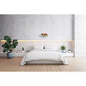 Uqayu Invisible Floating Bookshelf with Decorative Wooden Rod, Heavy Duty Wall Mounted Metal Book Organizer Shelf, for Home, Office, Study, Livingroom, Bedroom, Library (1, Blue)