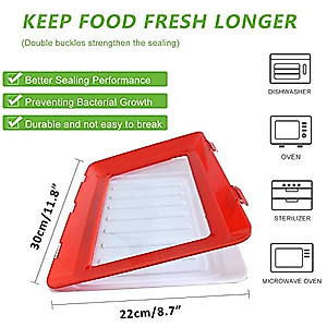 Food Plastic Preservation Tray- stackable food preservation trays- Reusable fresh tray food storage for Vegetable Fruit Meat Kitchen, Office, School (6)