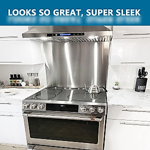 24" By 30" Stainless Steel Stove Backsplash Splatter Guard SP3604 Range Hood Backsplash Wall Shield Metal Panel, Ultra Flat Easy Clean And Install, 1 Year Sales Guarantee