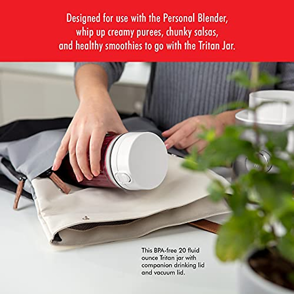 ZWILLING Enfinigy Personal Blender Jar with Drinking Lid and Vacuum Lid - White