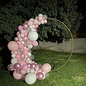 Pink White Balloon Arch Garland Kit, Metallic Pink Lilac Purple White Rose Gold Confetti Latex Balloons Garland Kit for Girls Women Birthday Wedding Bridal Baby Shower Princess Theme Party Decorations