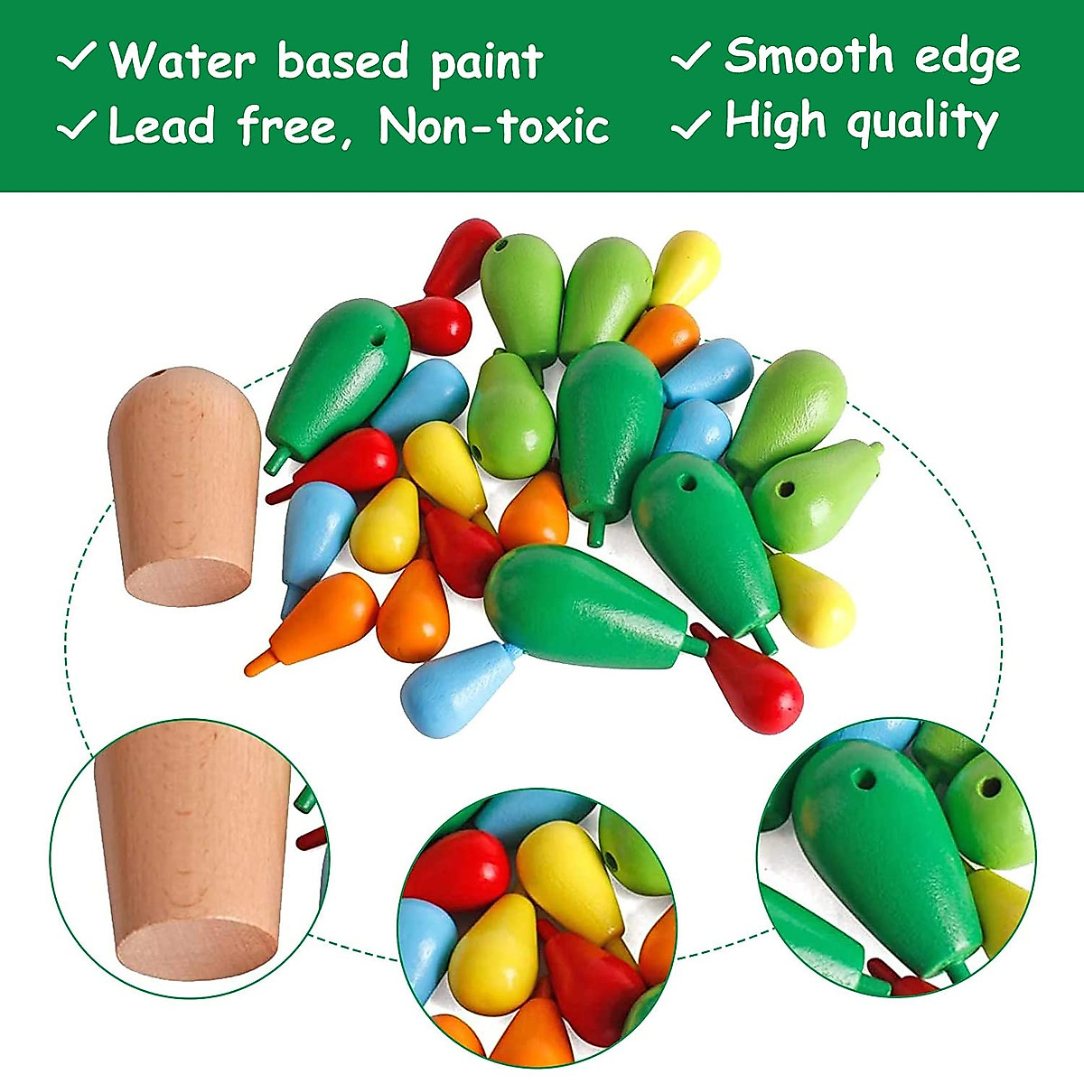 SGVV90 Wooden Balancing Cactus Travel Size,Made from Rubberwood and Non-Toxic Paints and Dyes,Fun and Educational Activity Puzzles Montessori Toys for 4-8 Year Old Toddler Kids